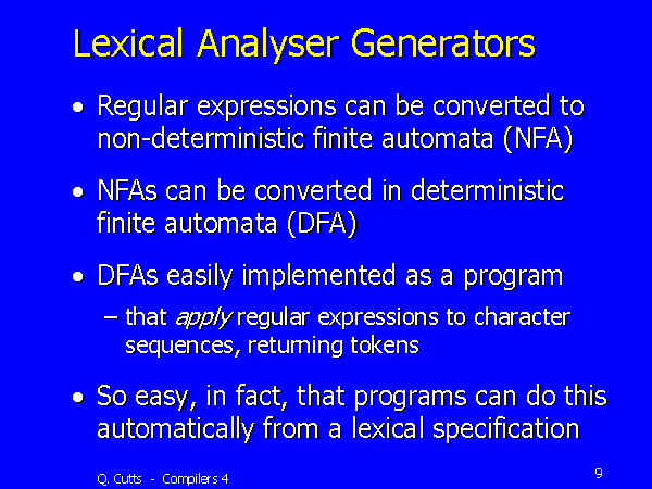 Lexical Analyser Generators