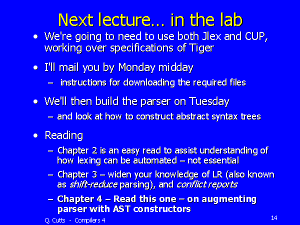 Next lecture… in the lab